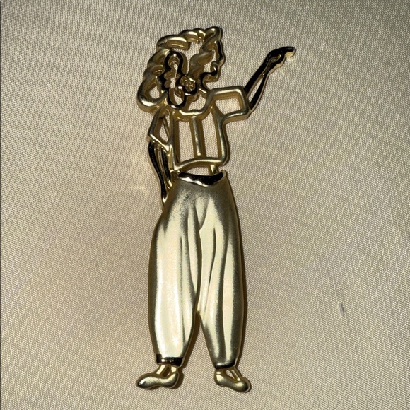 Jewelry | Vintage Ajc 198s Disco Lady Pin Brooch Brushed Matte Goldtone ...